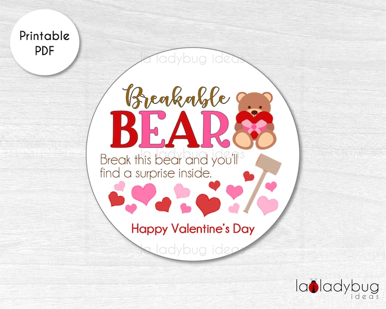 Breakable Bear Chocolate Tag. Breakable Bear Tag. Printable - Etsy