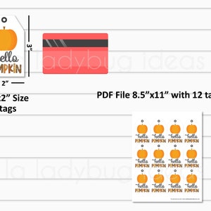Hello Pumpkin Gift Tag. Tags for Fall Gifts. Printable PDF. Instant ...