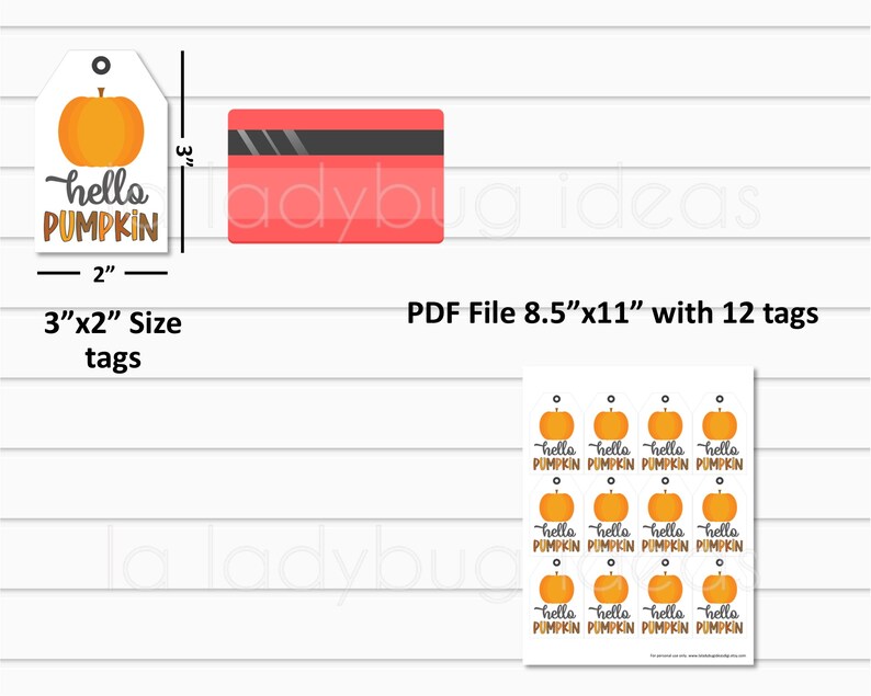 Hello Pumpkin Gift Tag. Tags for Fall Gifts. Printable PDF. Instant ...