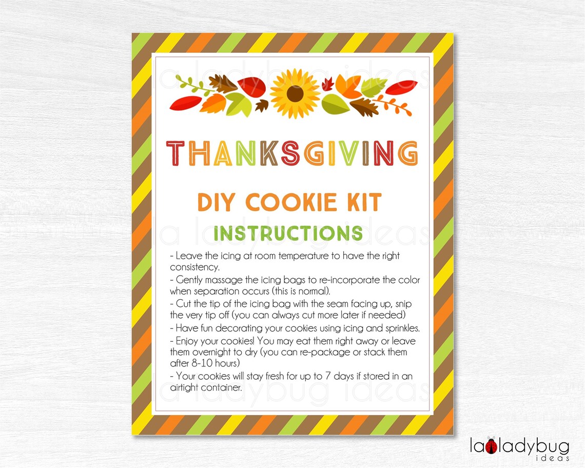 Thanksgiving DIY Cookie Kit Printable Card. Thanksgiving Cookie Kit ...