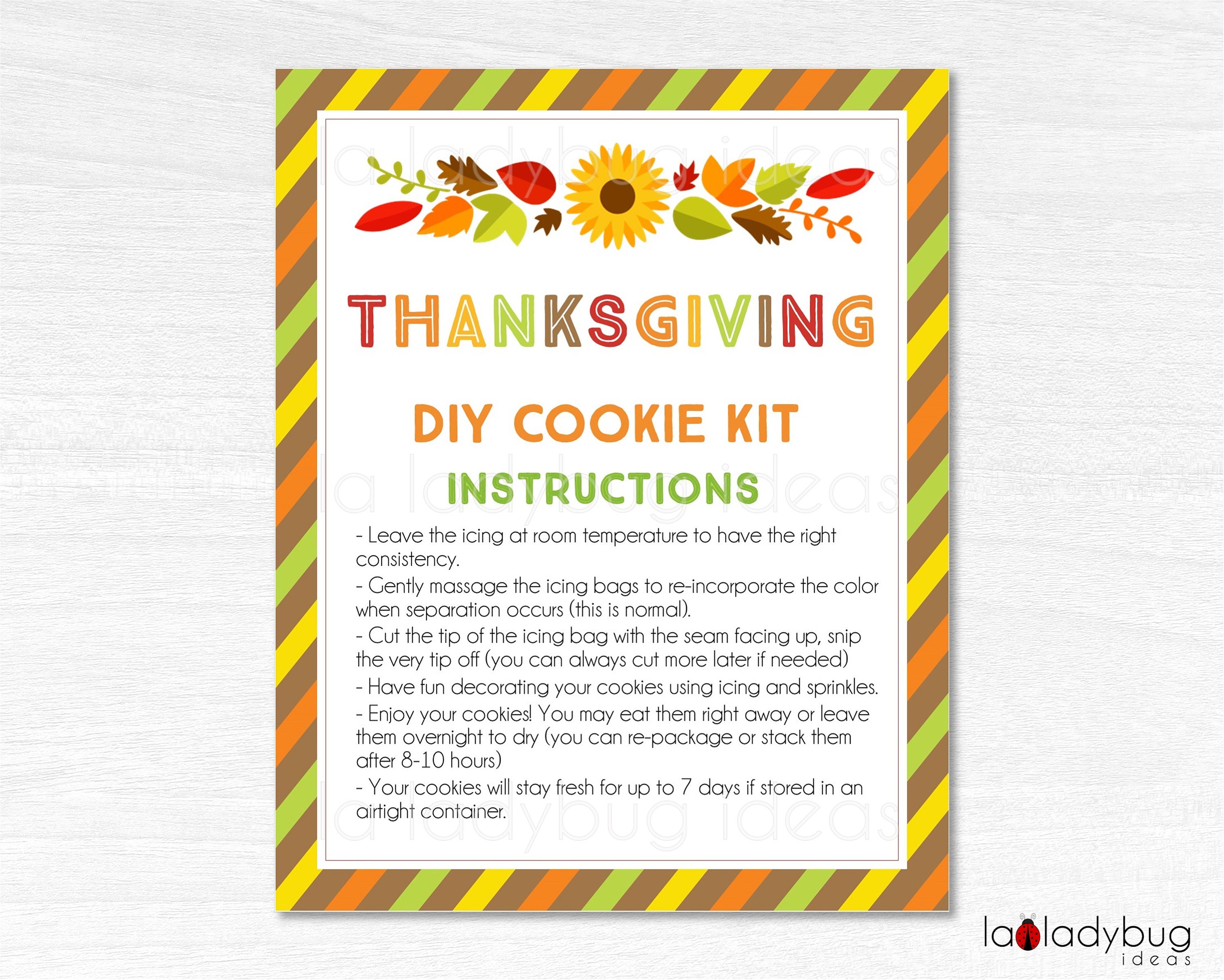 Thanksgiving DIY Cookie Kit Printable Card. Thanksgiving Cookie Kit ...
