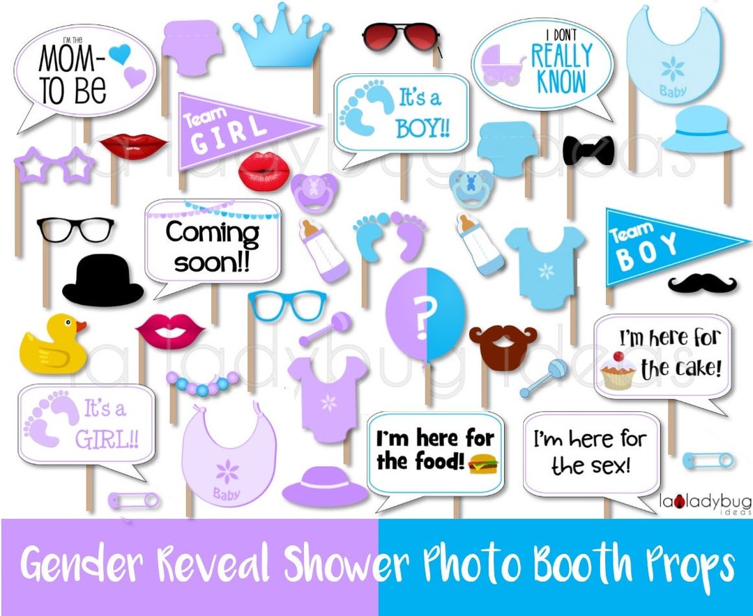 Gender Reveal Baby Photo Booth Props. Printable DIY Photo Booth Props ...