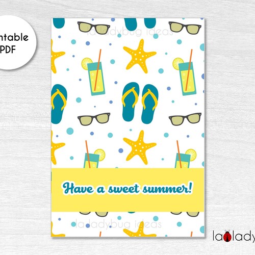 Printable Cookie Card. Summer Card for Cookies. Digital Cookie - Etsy