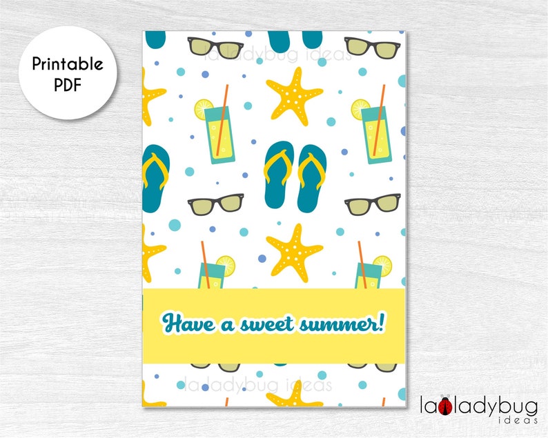 Printable Cookie Card. Summer Card for Cookies. Digital Cookie Treat ...