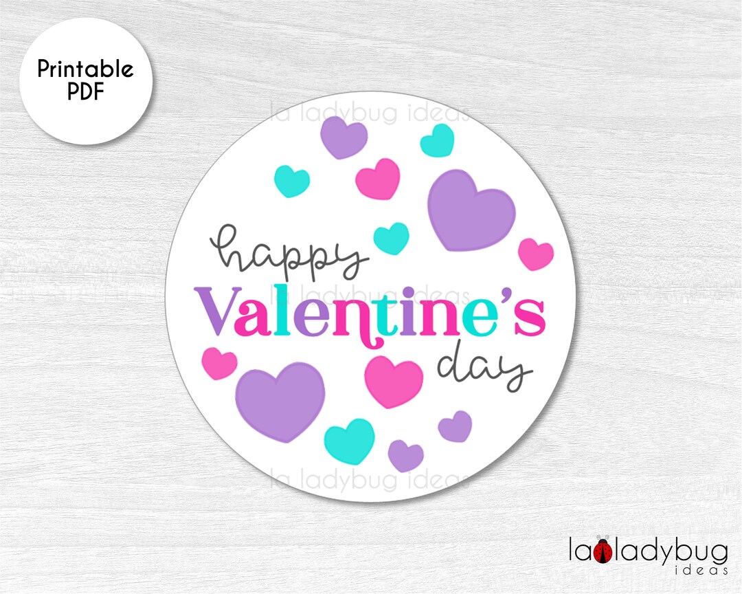 Valentines Day Tag. Valentines Day Printable Sticker. Happy Valentines ...