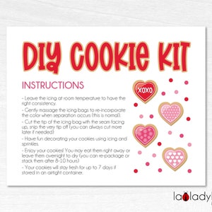 Printable Card for Valentines DIY Cookie Kit Instructions. Printable ...