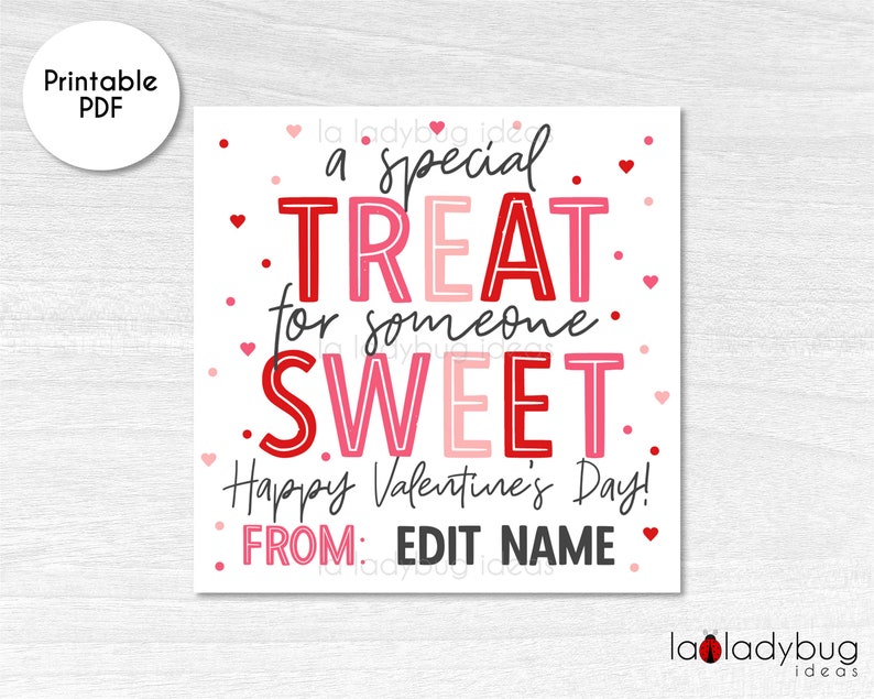 Editable Valentine's Day Gift Tags, Printable Treat Tags (PDF) - Etsy