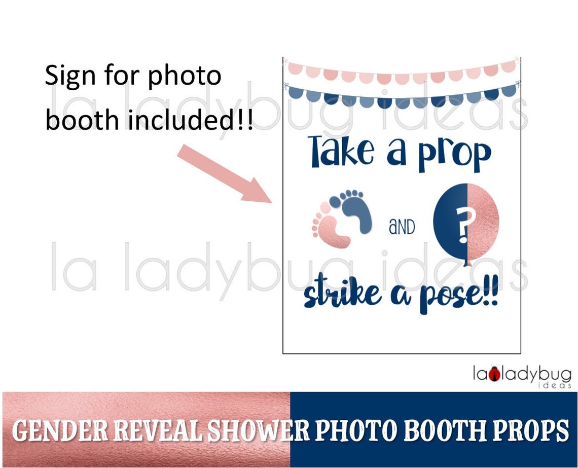 Gender Reveal Baby Shower Photo Booth Props. Printable Baby | Etsy
