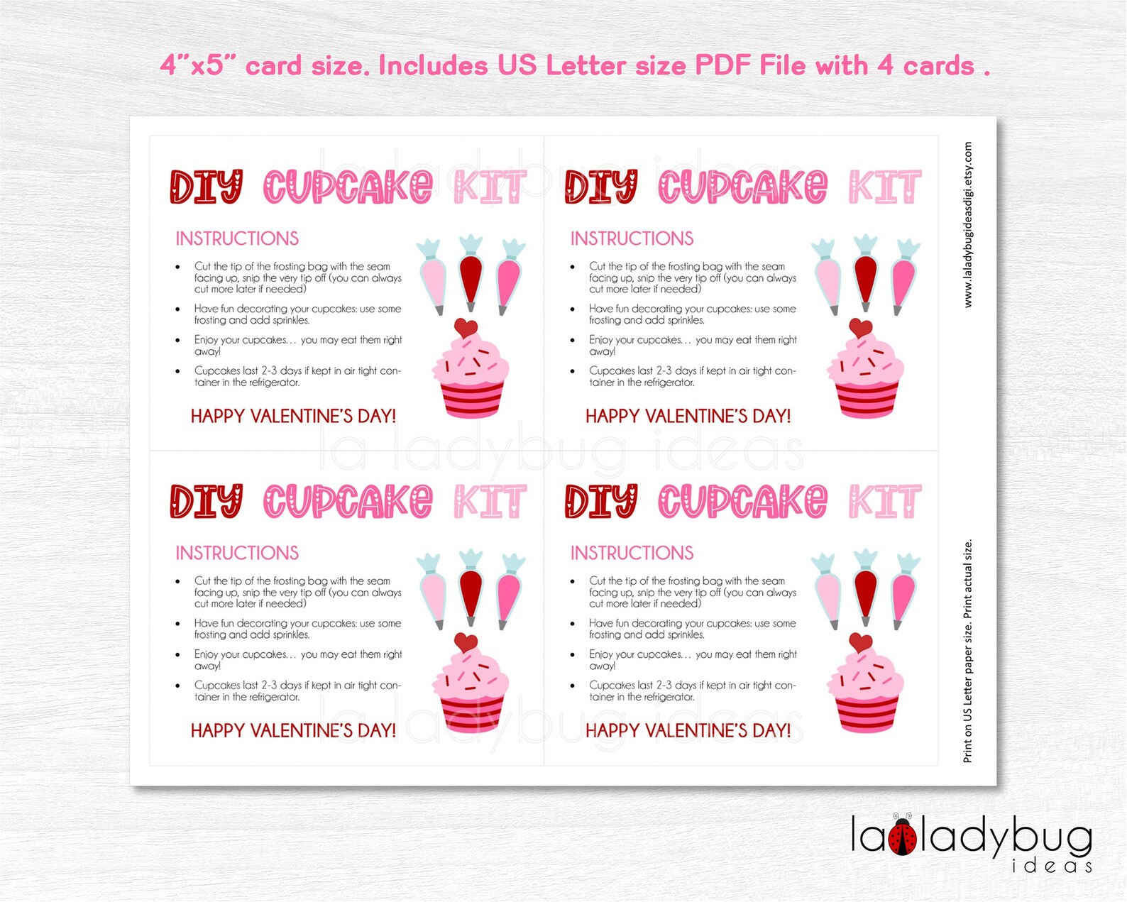 Valentines DIY Cupcake Kit Printable Card. Valentine's Day - Etsy