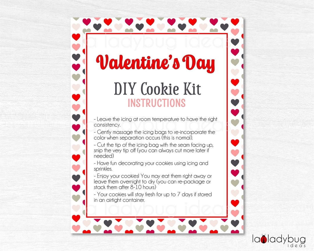 Valentine's Day DIY Cookie Kit Instructions. Valentine DIY Cookie Kit ...