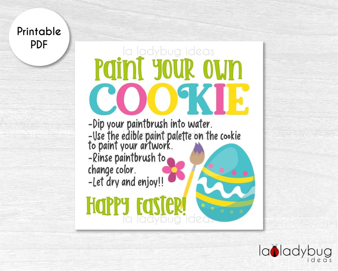 Easter PYO Cookie Tag With Instructions. Easter Tag for Paint Your Own ...