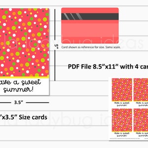 Printable Mini Cookie Card. Summer Card for Cookies. Digital Cookie ...