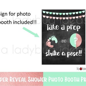 Gender Reveal Baby Shower Photo Booth Props. Rose Gold and Mint ...