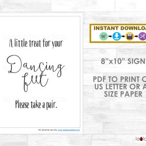 Dancing Feet Printable Sign. Modern Wedding Sign. PDF Instant Download ...