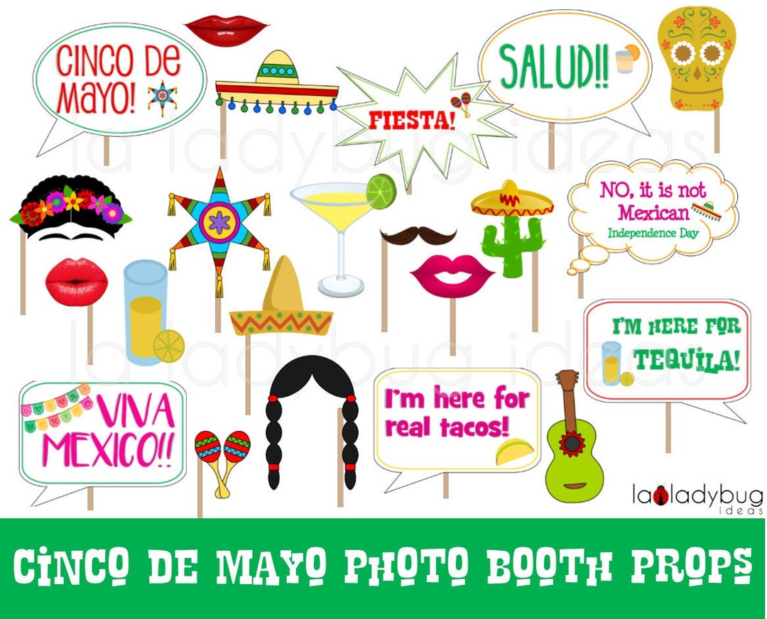 Cinco De Mayo Photo Props. Printable Fiesta Photo Booth Props. Cinco De ...