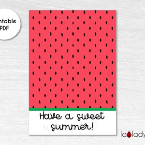 Printable Mini Cookie Card. Summer Card for Cookies. Digital Cookie ...
