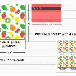 Printable Mini Cookie Card. Summer Card for Cookies. Digital Cookie ...