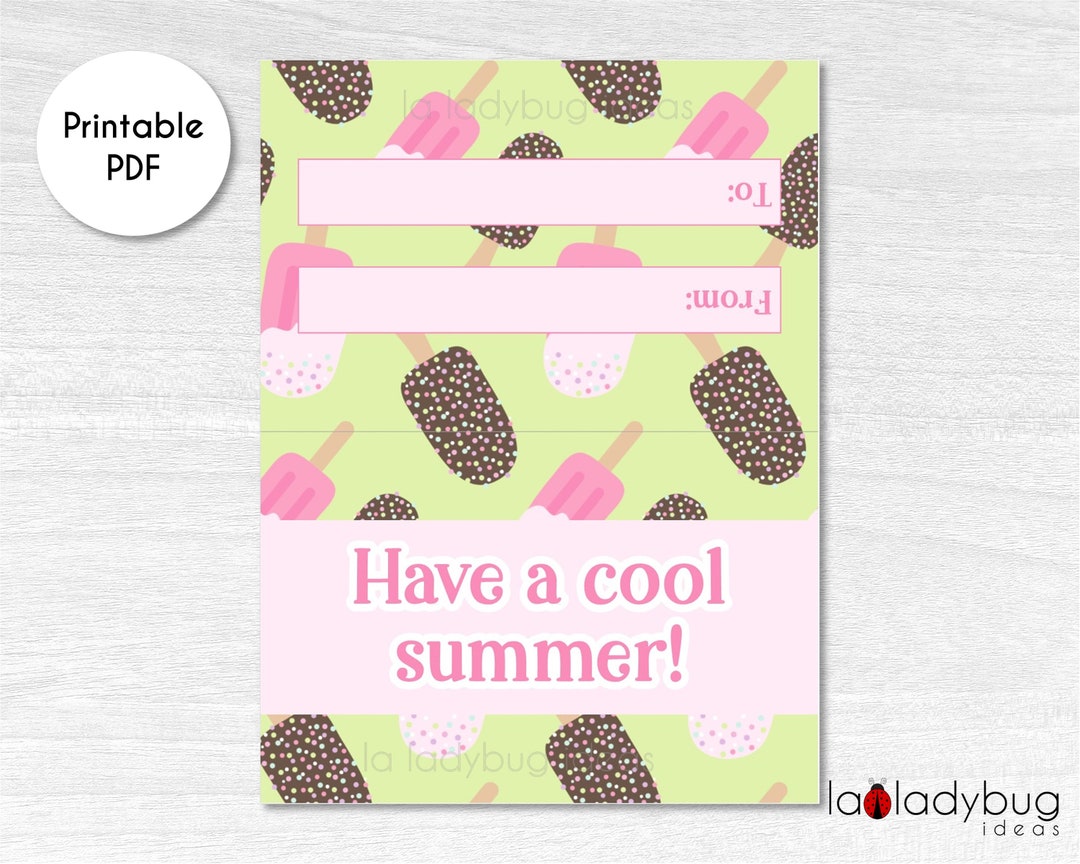 Popsicle Bag Topper for Cookies. Printable Summer Gift Tag for Cookies ...