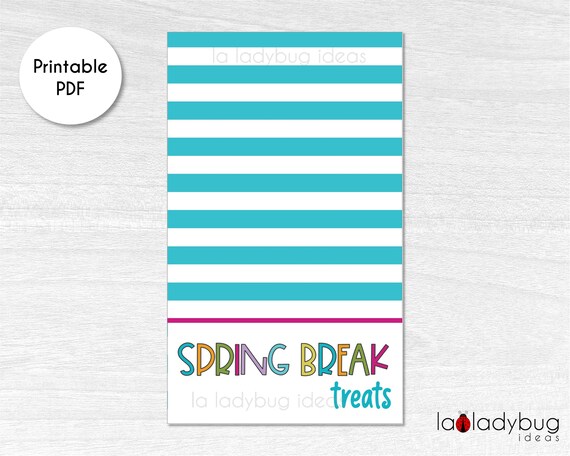 Spring Break Printable Cookie Card. Spring Card for Cookies. | Etsy