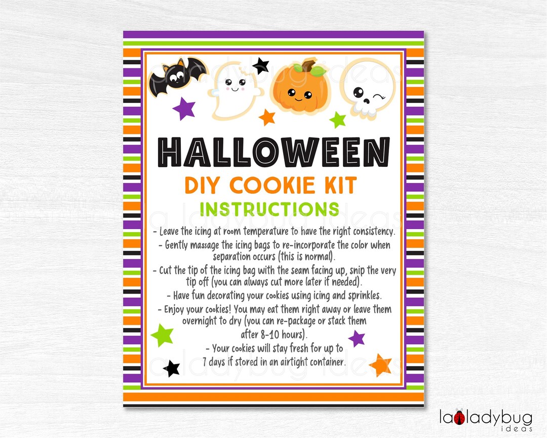 Halloween DIY Cookie Kit Printable Card. Halloween Cookie Kit ...