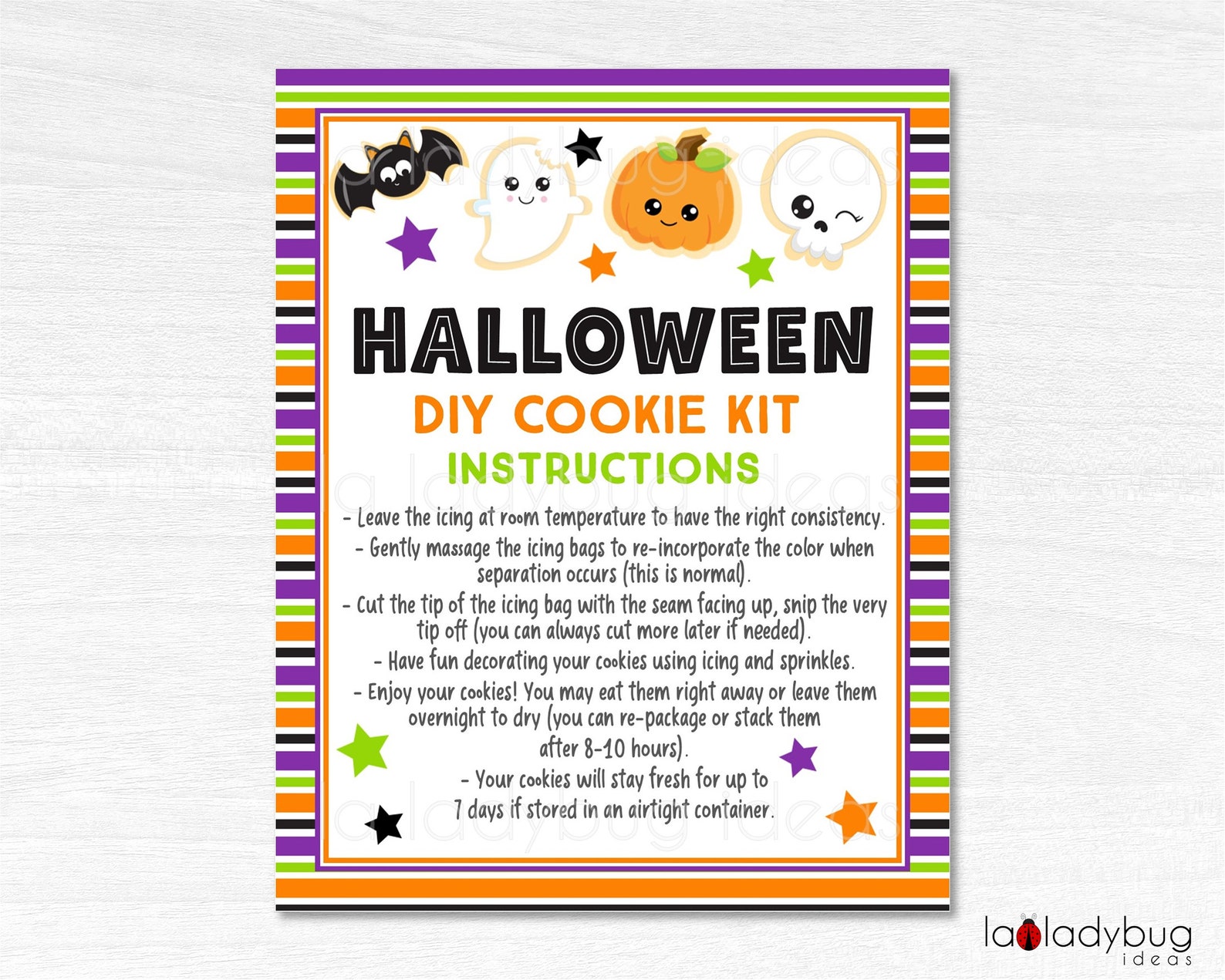 Halloween DIY Cookie Kit Printable Card. Halloween Cookie Kit ...