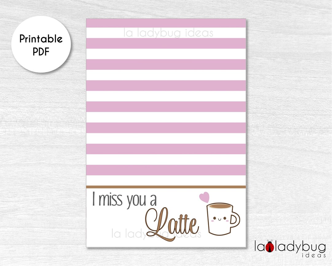 I Miss You a Latte. Printable Cookie Card. Mini Cards for Cookies ...