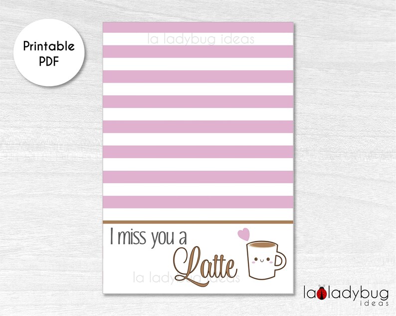I Miss You a Latte. Printable Cookie Card. Mini Cards for | Etsy
