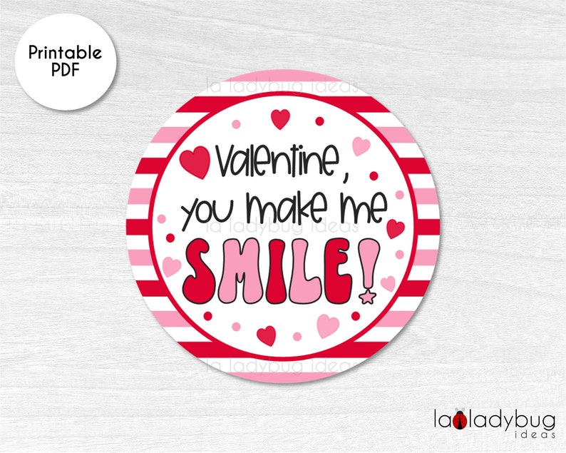 Groovy Valentines Tag. Valentine's Day Printable Gift Tag. Happy ...