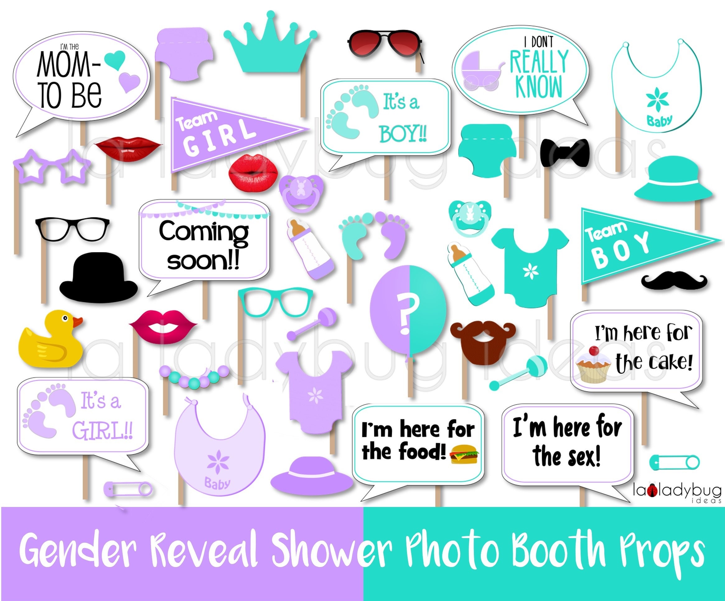Gender Reveal Baby Photo Booth Props. Printable DIY Photo Booth Props ...