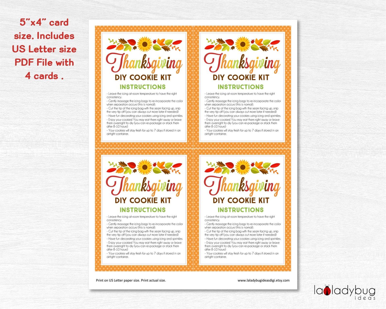 Thanksgiving DIY Cookie Kit Printable Card. Thanksgiving - Etsy