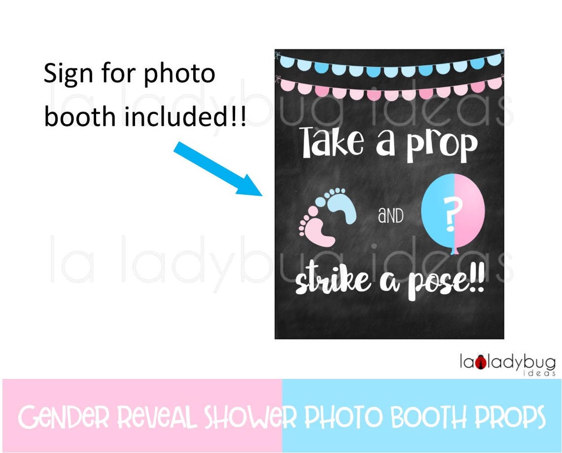 Baby Shower Photo Booth Props Gender Reveal. Printable DIY | Etsy