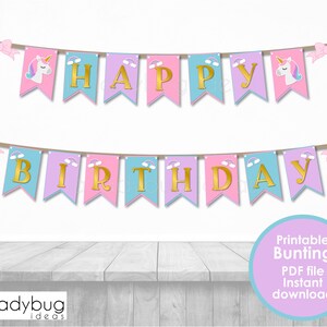 Unicorn Banner for Birthday Party. Unicorn Birthday Party Banner. Happy ...