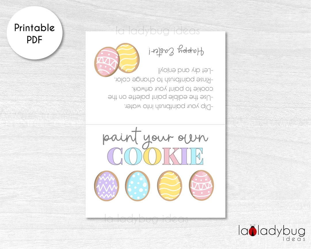 Easter Paint Your Own Cookie Bag Topper, Printable Card (PDF) - Etsy