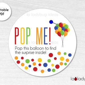 Pop Me Tag. Pop the Balloon Printable Tag. Printable Tags for Pop a ...
