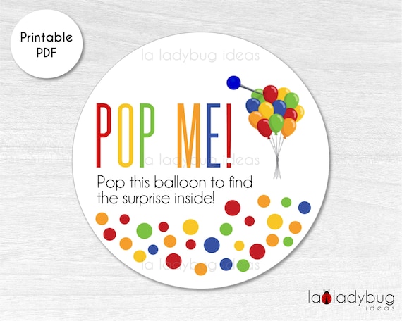 Pop Me Tag. Pop the Balloon Printable Tag. Printable Tags for | Etsy