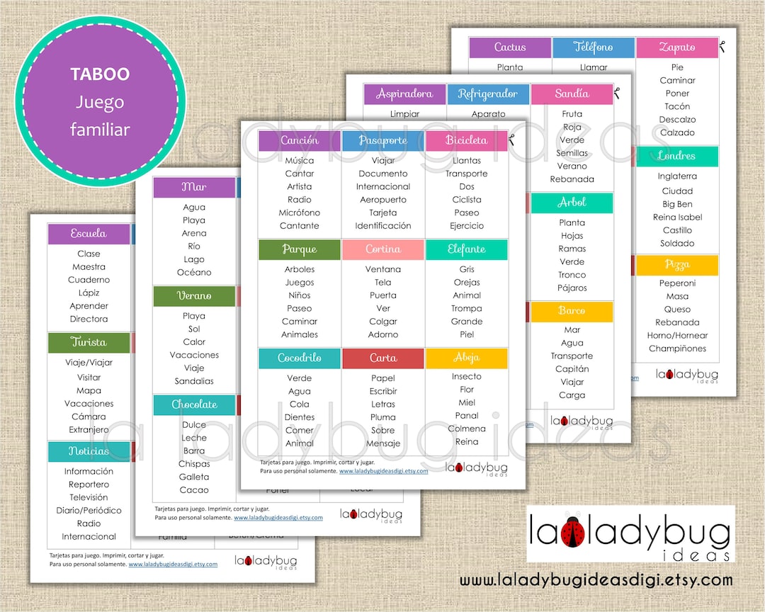 TABOO, Juego De Mesa Familiar. Juego Digital General. Tarjetas Para ...