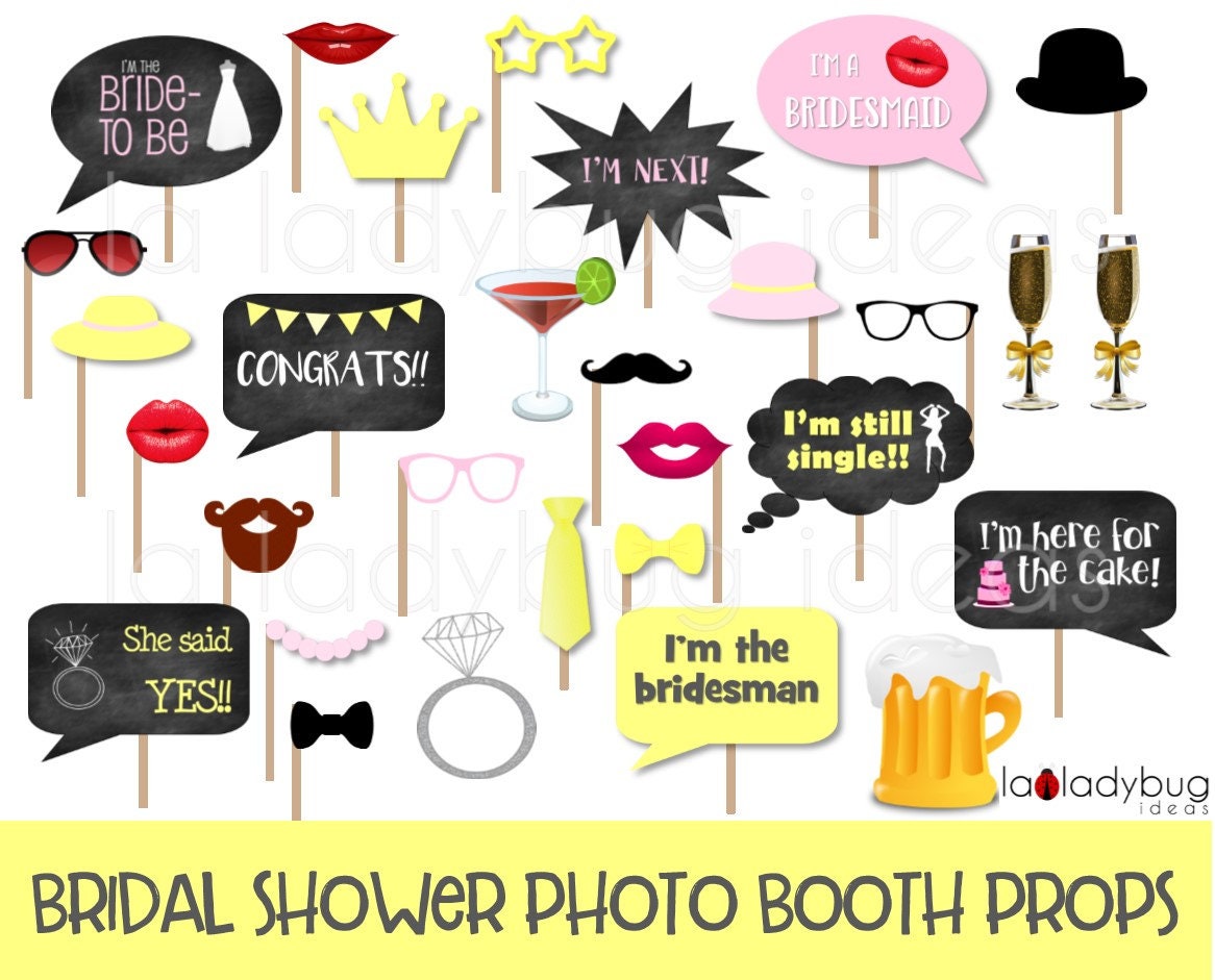 Bridal Shower Photo Booth Props. Lemon and Pale Pink. Printable. DIY ...