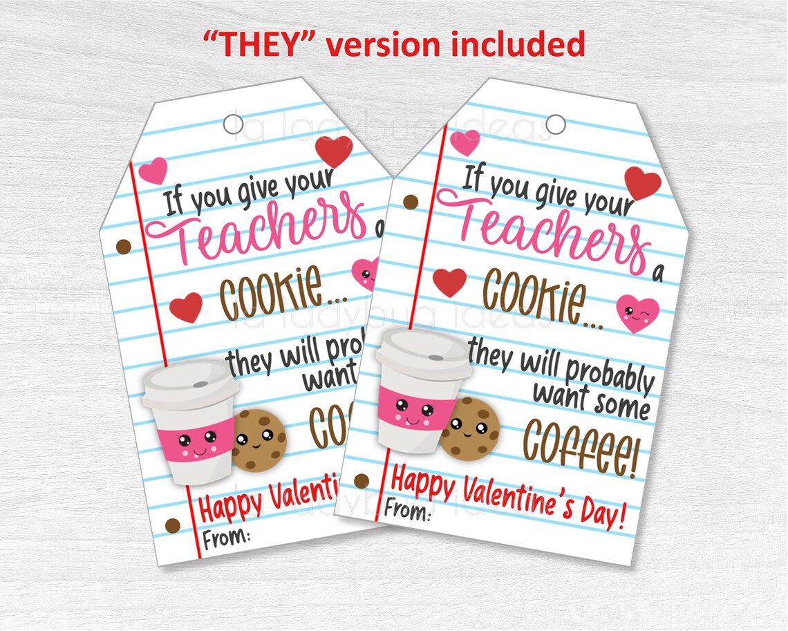 Valentines Gift Tag Teacher. Printable Teacher Gift Tags. - Etsy