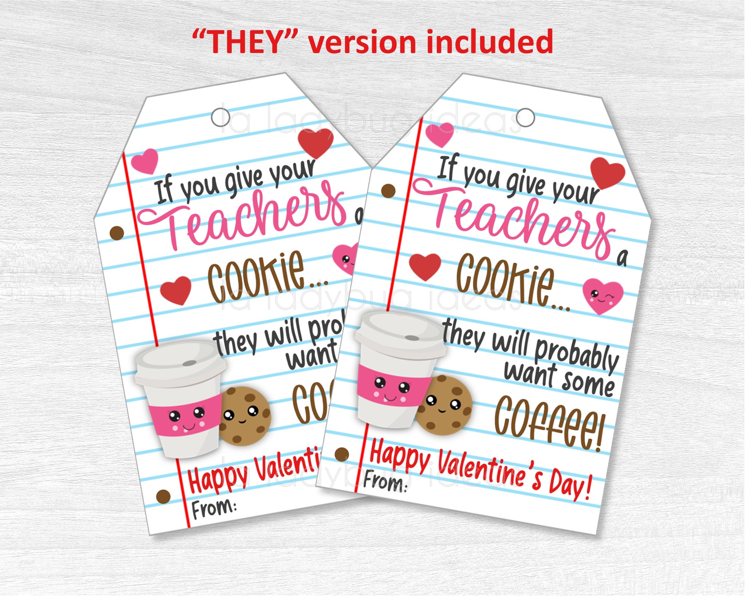 Valentines Gift Tag Teacher. Printable Teacher Gift Tags. - Etsy