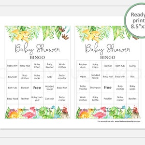 Baby Shower Games Set. Dinosaurs. Bingo, Photo Challenge, Baby ...
