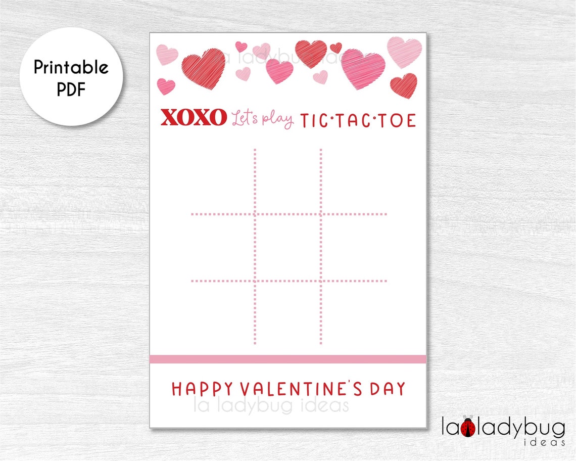 Valentine's Day Tic Tac Toe Card. Happy Valentines Day - Etsy