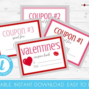 Editable Valentine's Coupon Book. Printable Coupon Book. Editable and ...