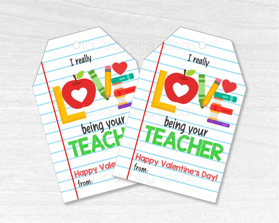 Teacher Valentine Gift Tags: Printable Classroom Valentines (PDF) - Etsy