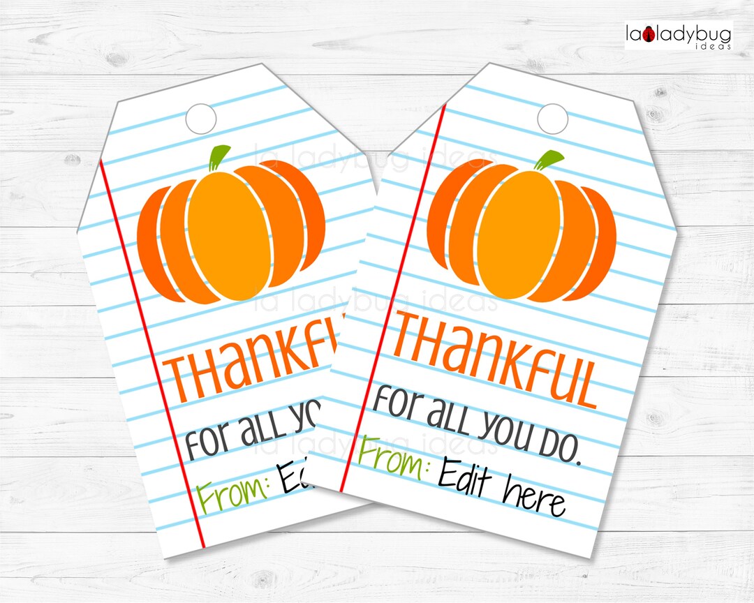 Editable Thank You Teacher Tags. Thankful Printable Gift Tags for ...