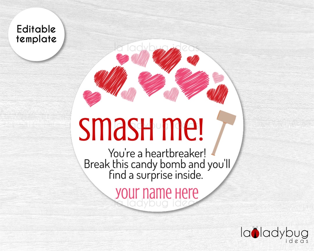 Valentines Day Gift Tags EDITABLE. Breakable Heart. Printable Valentine ...