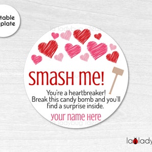 Valentines Day Gift Tags EDITABLE. Breakable Heart. Printable Valentine ...