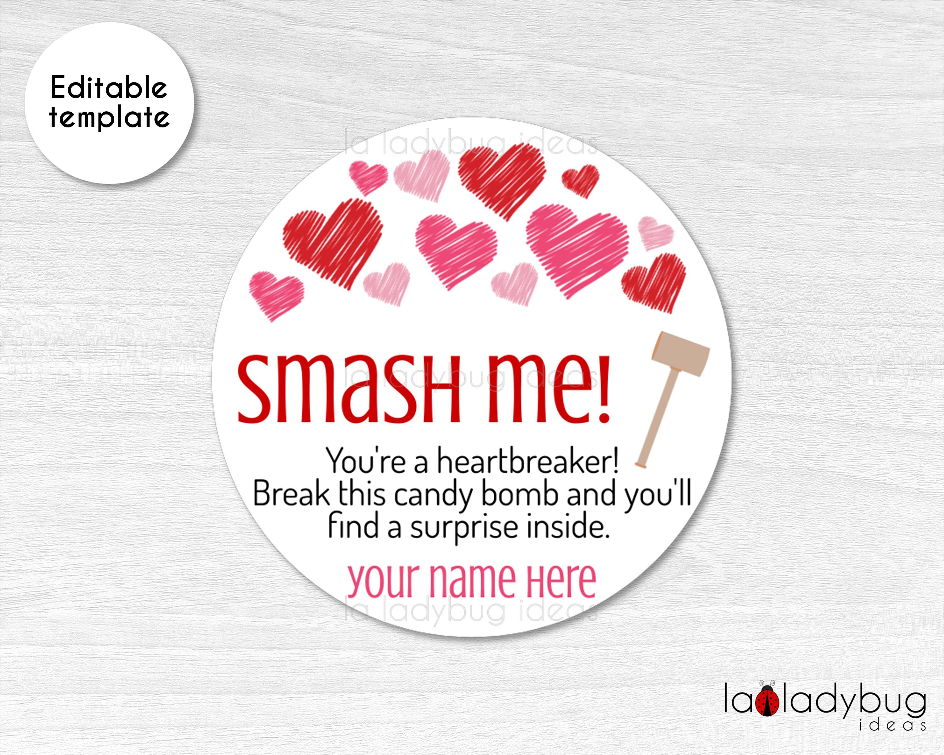 Valentines Day Gift Tags EDITABLE. Breakable Heart. Printable Valentine ...