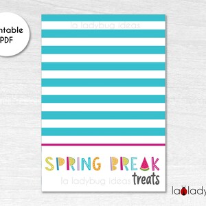 Spring Break Printable Cookie Card. Spring Card for Cookies. Digital ...