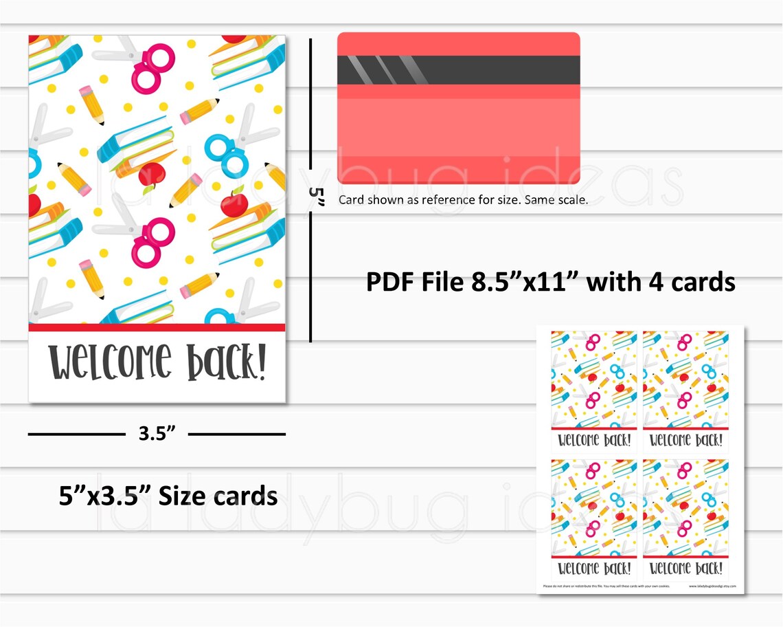 Printable Mini Cookie Card. Back to School Card for Cookies. - Etsy