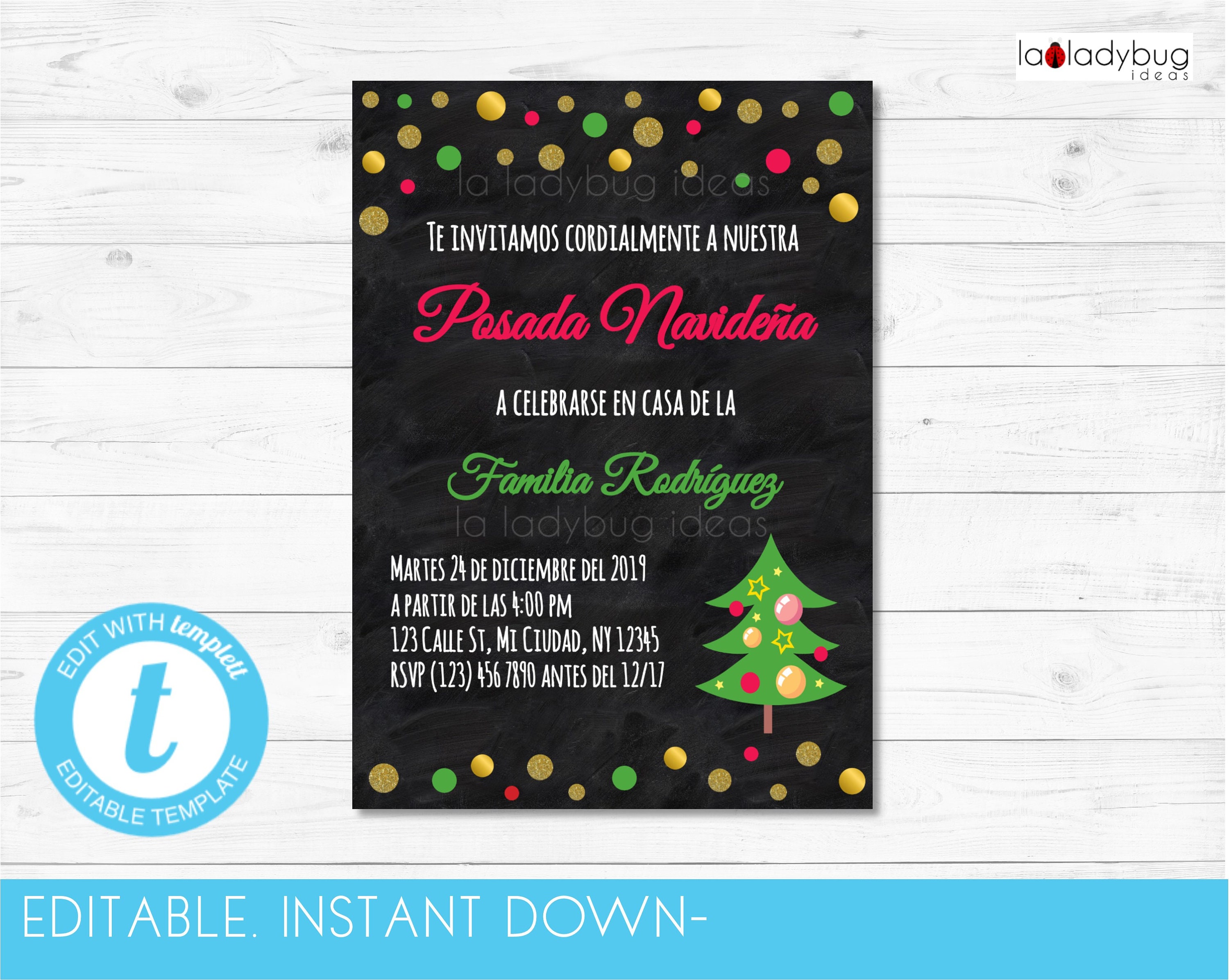 Invitacion Posada Navidena Editable. Christmas Party | Etsy